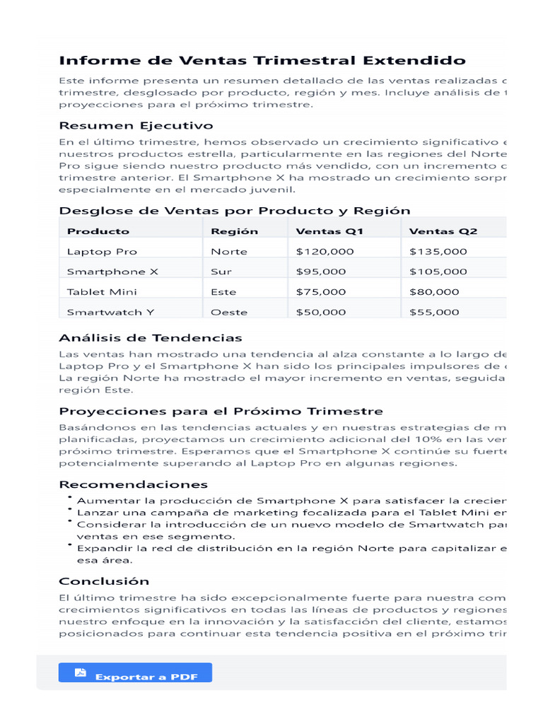 Informe Ventas Trimestral | PDF