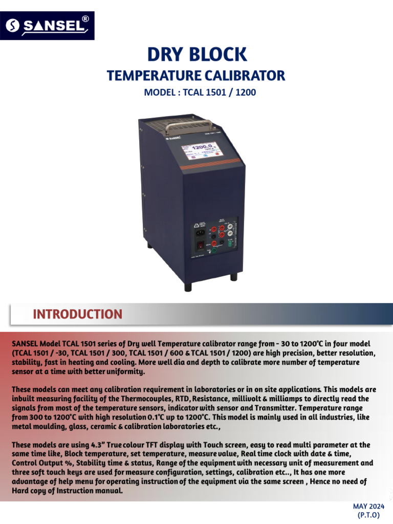 Dry Block Temperature Calibrator TCAL 1501 1200 | PDF