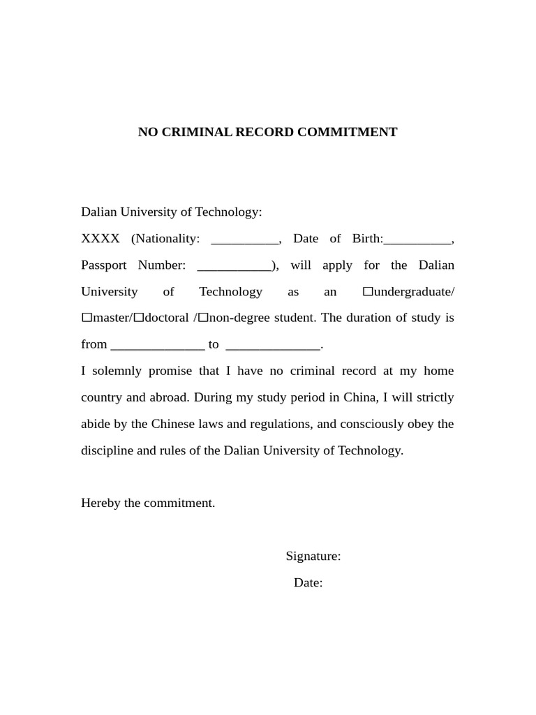 4 No Criminal Record Commitment | PDF