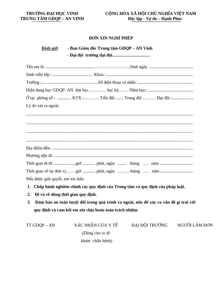 Don Xin Nghi Phep | PDF