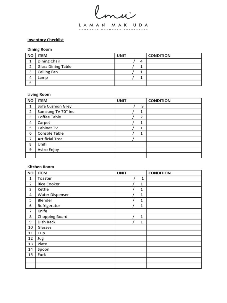 Lmu Inventory Checklist | PDF | Bed | Bedroom