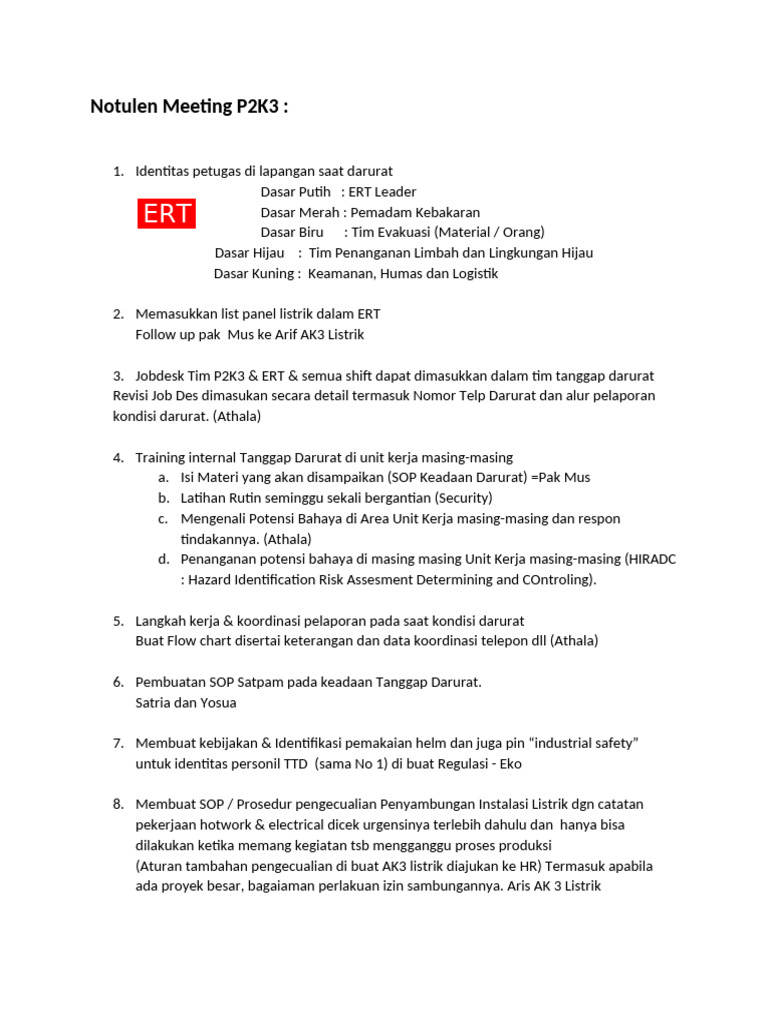 Notulen Meeting P2K3 23 Nov 2024 | PDF