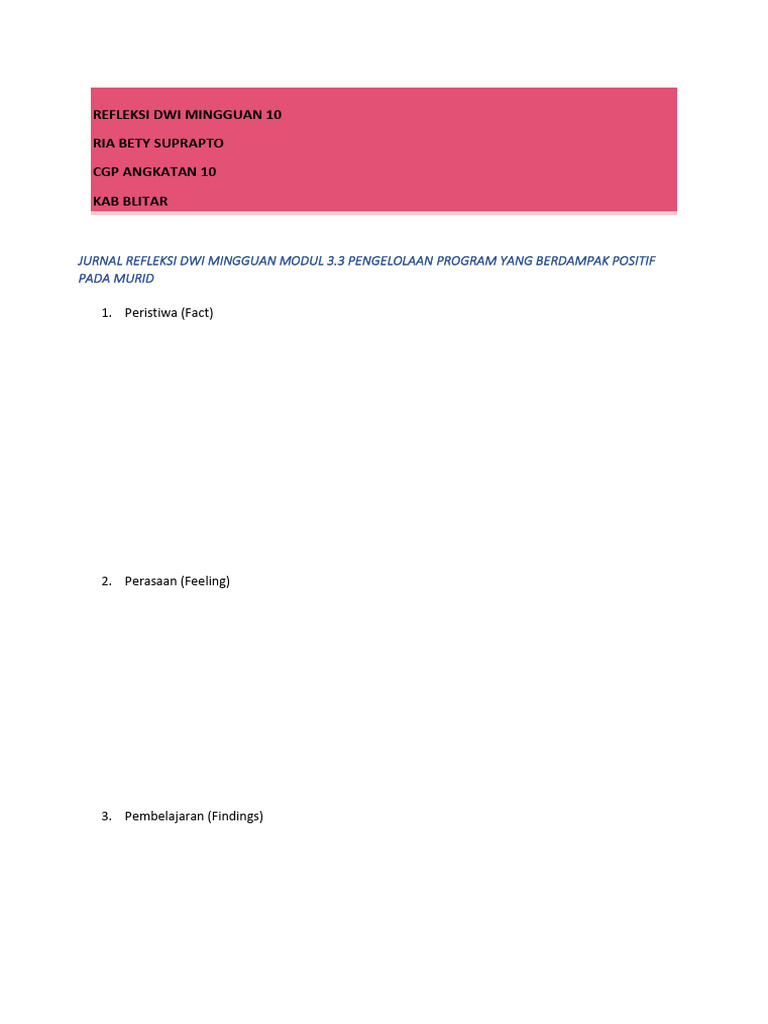 Jurnal Dwi Mingguan 10 Ria | PDF