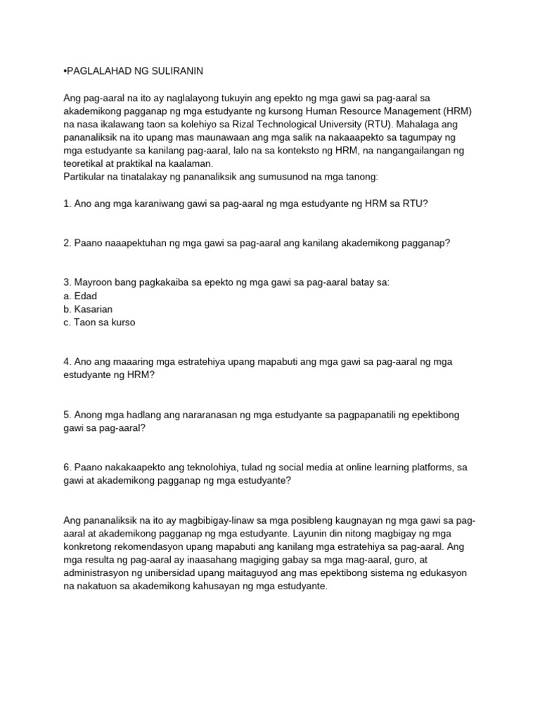 Paglalahad NG Suliranin | PDF