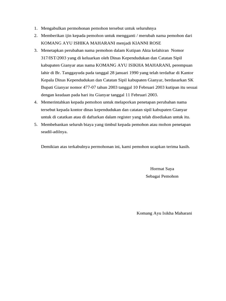 Mengabulkan Permohonan Pemohon Tersebut Untuk Seluruhnya | PDF