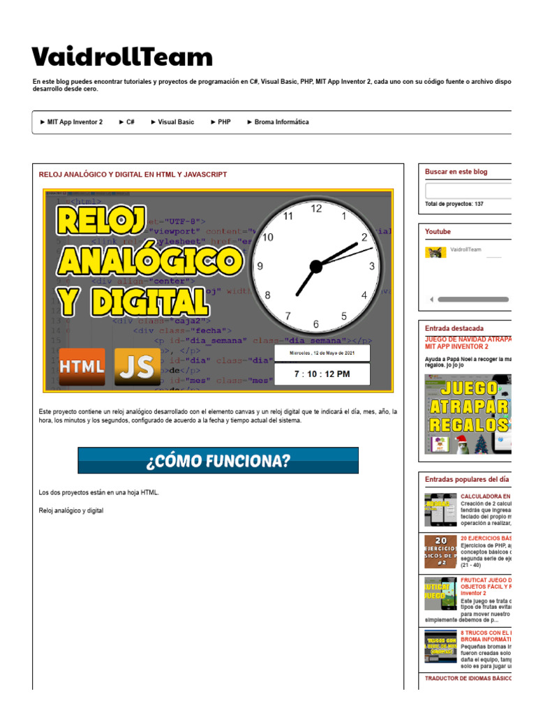 HTML Y CSS - RELOJ ANALÓGICO Y DIGITAL - VaidrollTeam | PDF | Software de la aplicacion | Php