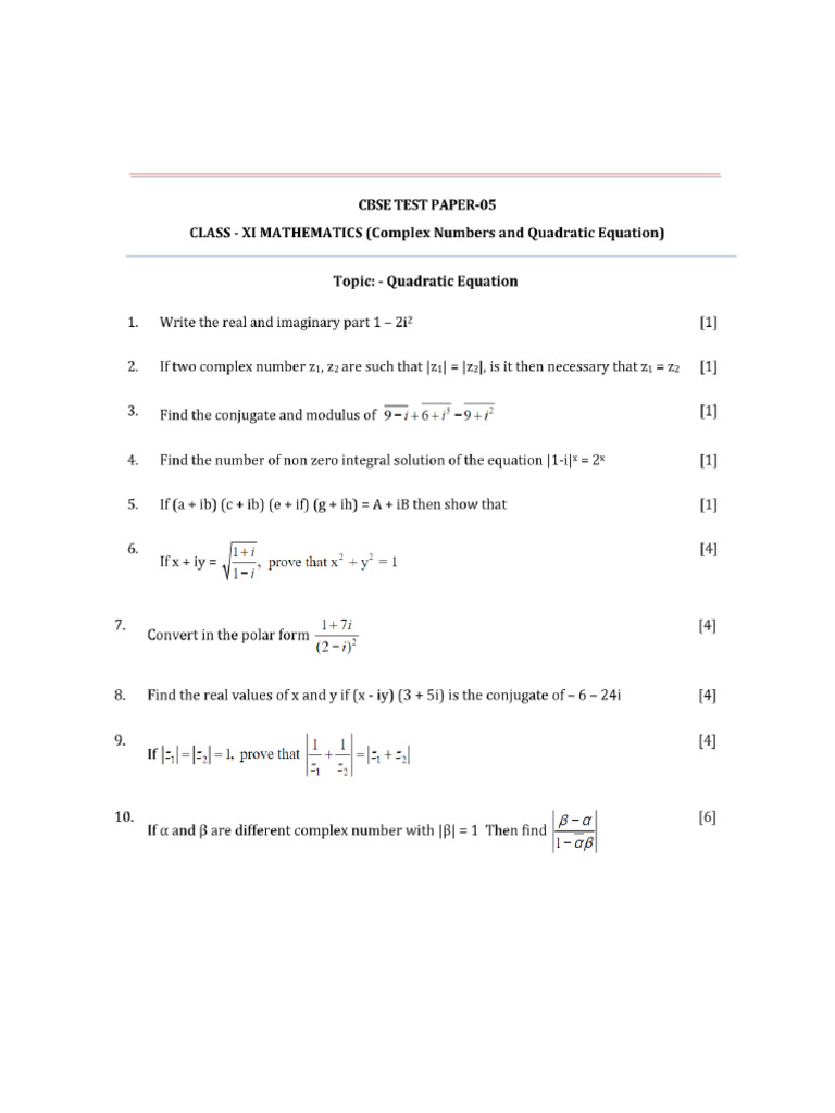 Ch. 5 Complex Numbers WS - 5 | PDF Ch. 5 Complex Numbers WS - 5 | PDF