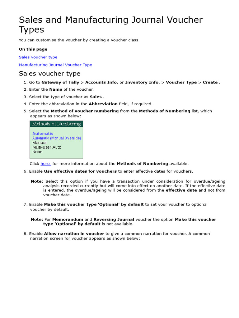 Sales and Manufacturing Journal Voucher Types | PDF | Voucher | Point ...