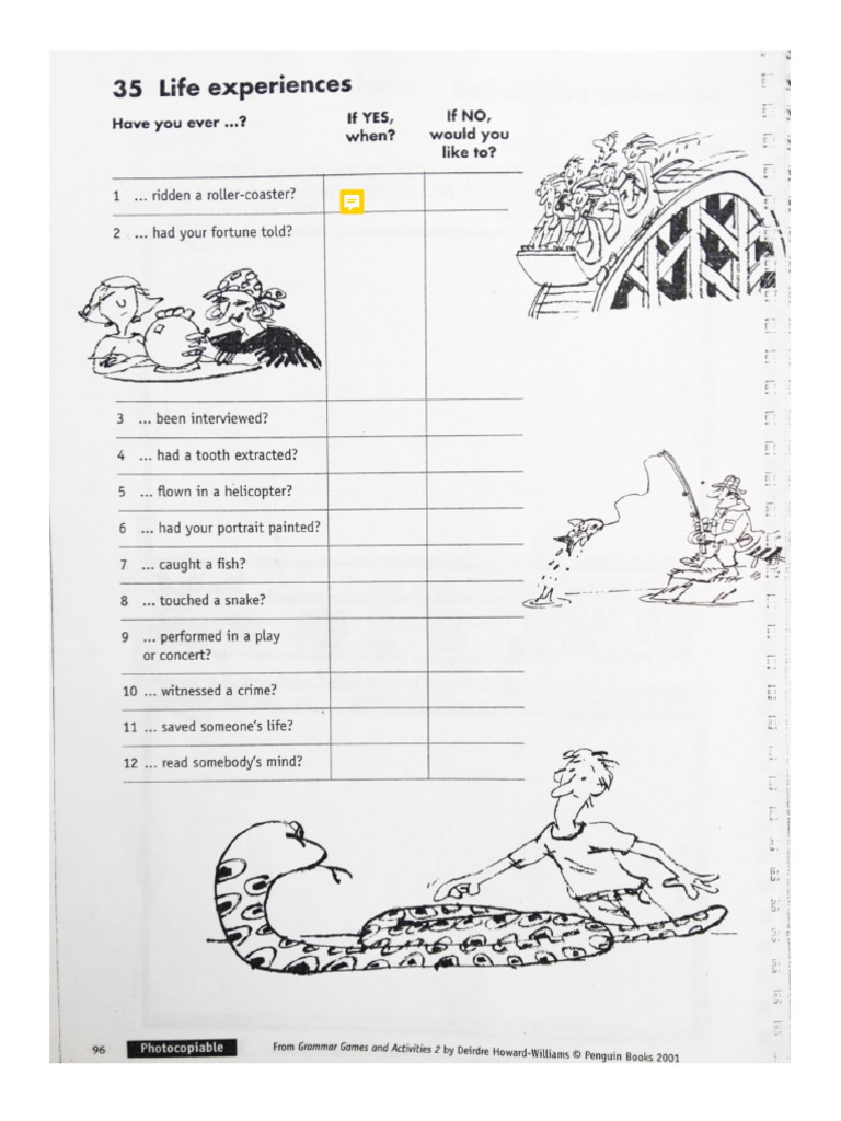Life Experiences Worksheet | PDF