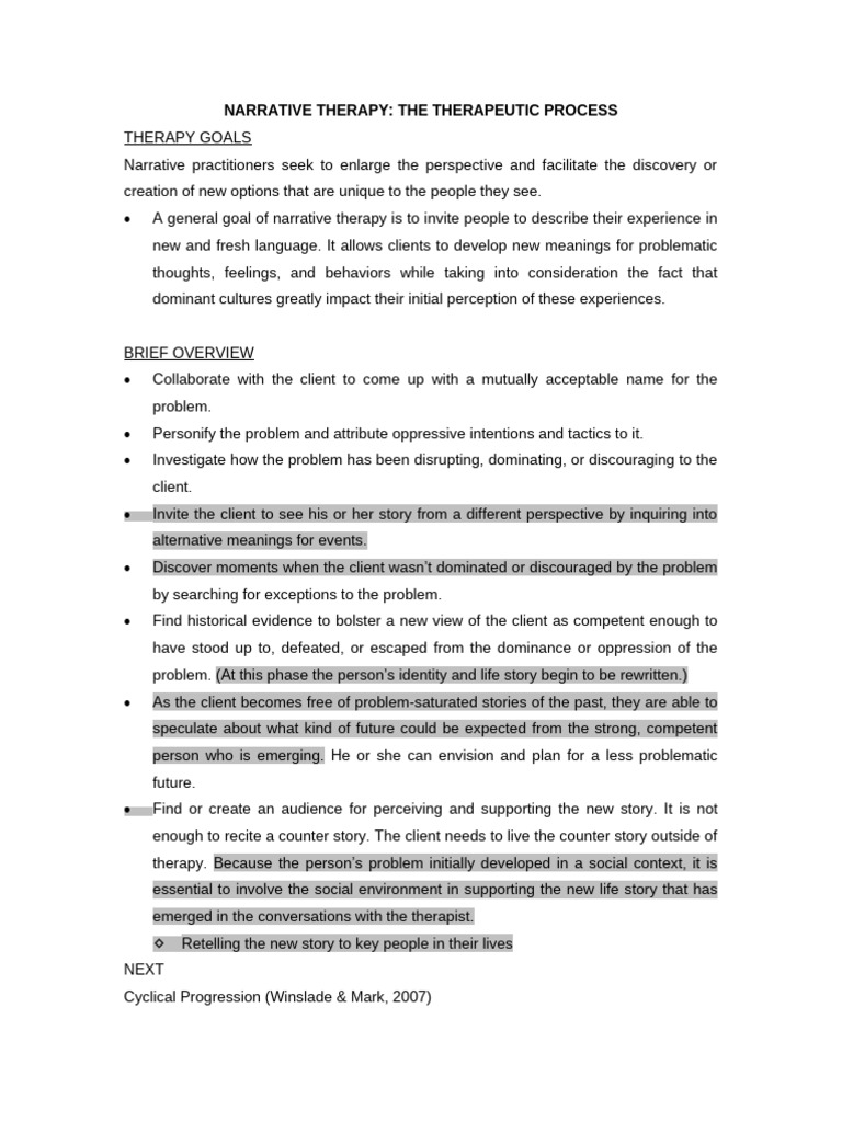 Narrative Therapy | PDF | Psychotherapy | Psychology