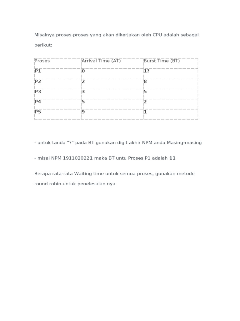 Round Robin: Hitung Waiting Time | PDF