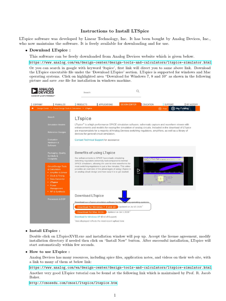 Instructions To Download LTSPICE | PDF