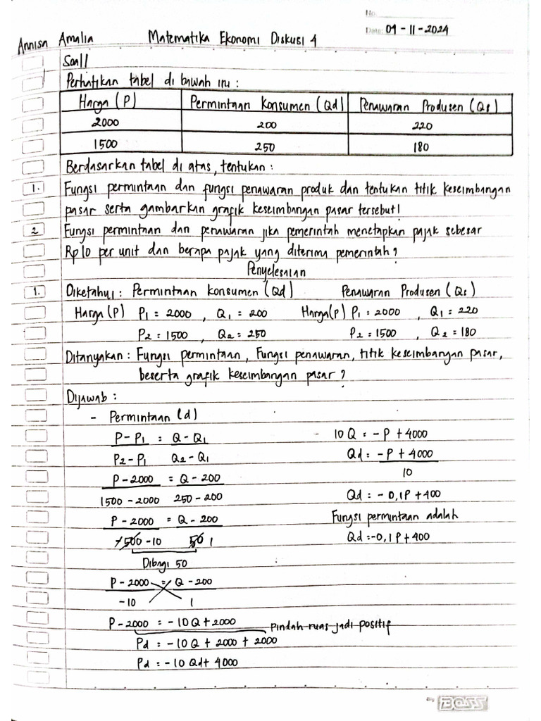 Soal Dan Jawaban Matematika Ekonomi Diskusi 4 Annisa Amalia | PDF