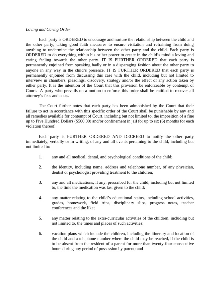 Loving and Caring Order | PDF | Injunction | Justice