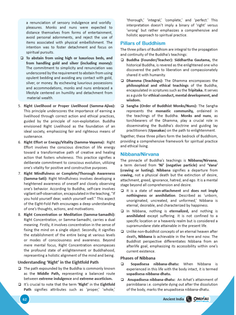 UPSC Wallah Books Ancient India 35 | PDF | Nirvana | Noble Eightfold Path