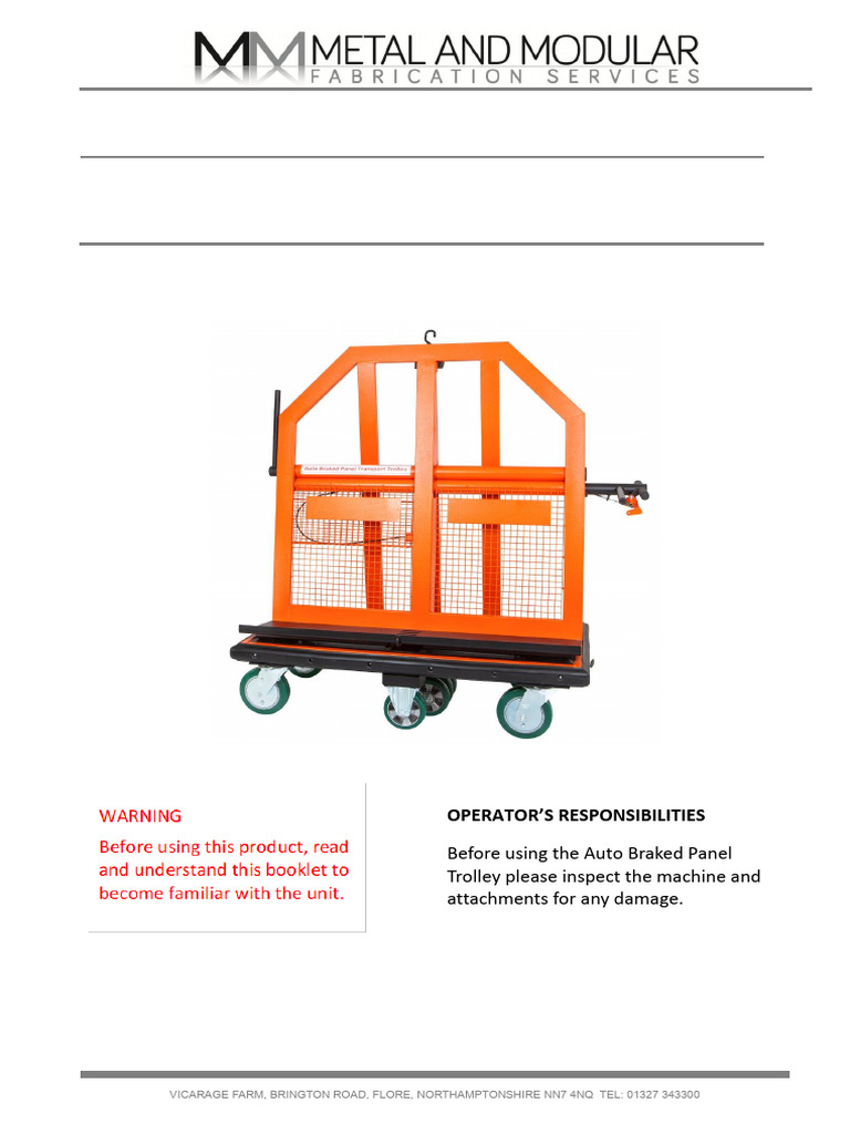 Auto Braked Panel Trolley Guide | PDF