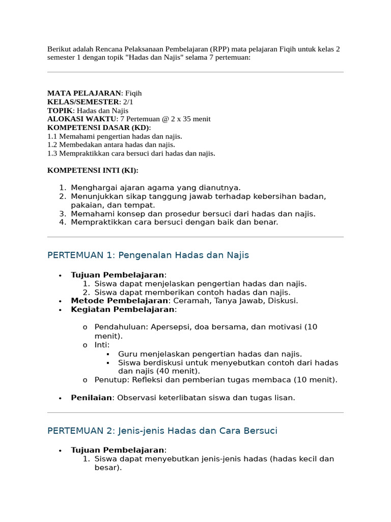 RPP Fiqih Kelas 2 | PDF