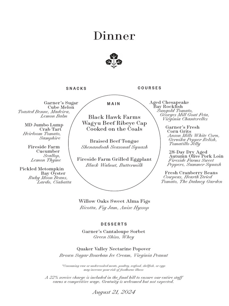 8 Course Dinner Menu 8.21.24 | PDF | Foods | Cuisine