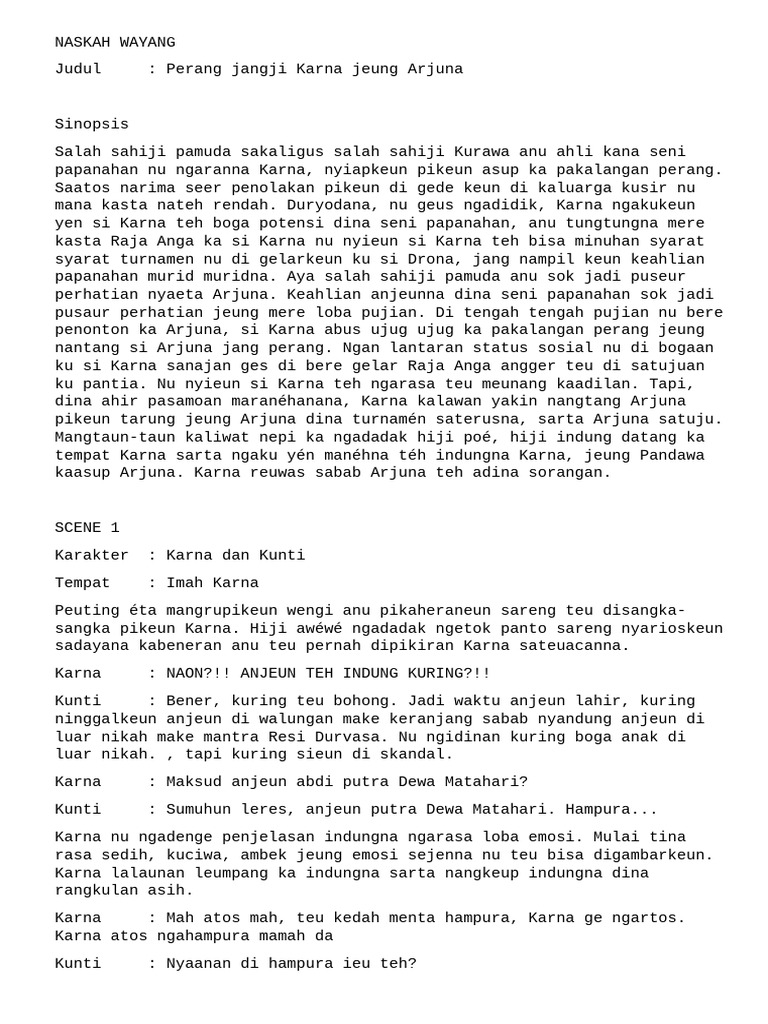 Contoh NASKAH WAYANG | PDF