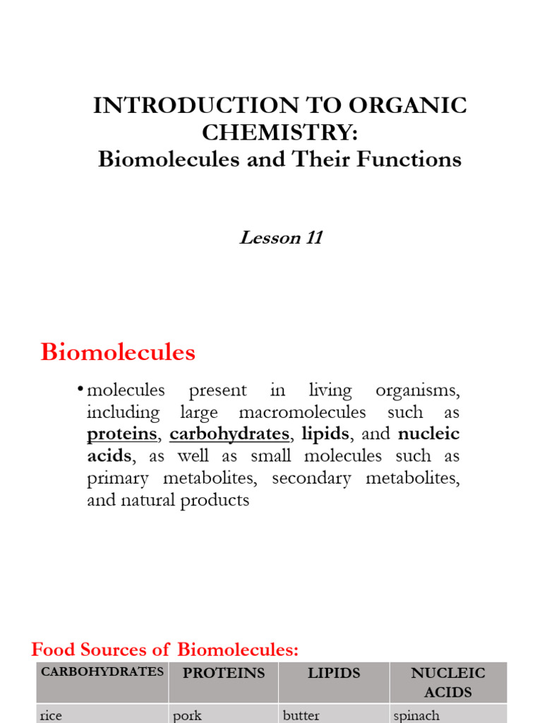 Lesson-11 BIOMOLECULES | PDF | Biomolecules | Metabolism