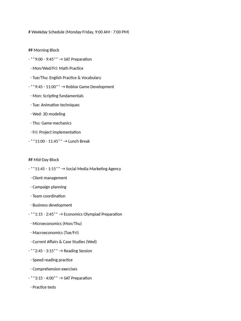 00weekday Schedule Pdf Cognition Cognitive Science