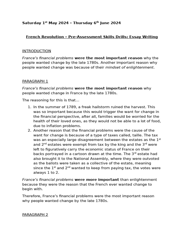 History French Revolution Essay | PDF | Reason | Age Of Enlightenment