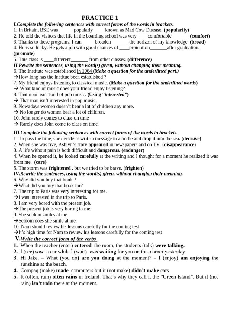 Unit 1 - Practice 1 | PDF