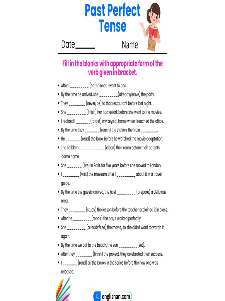 Past Perfect Tense Worksheet T4TTNgQ | PDF