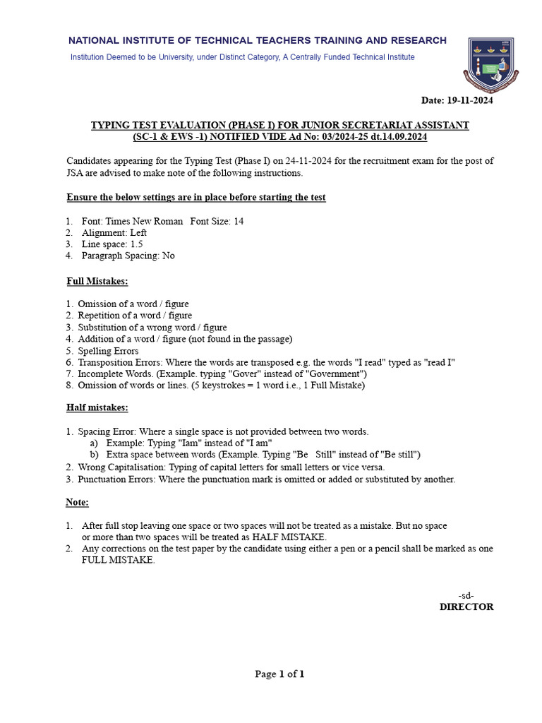 Jsa Typing Test Evaluation | PDF