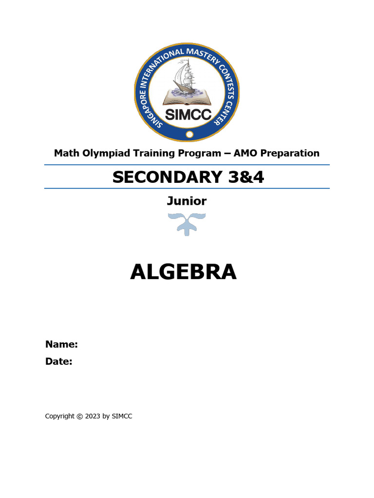 S3-4 Junior ALGEBRA | PDF