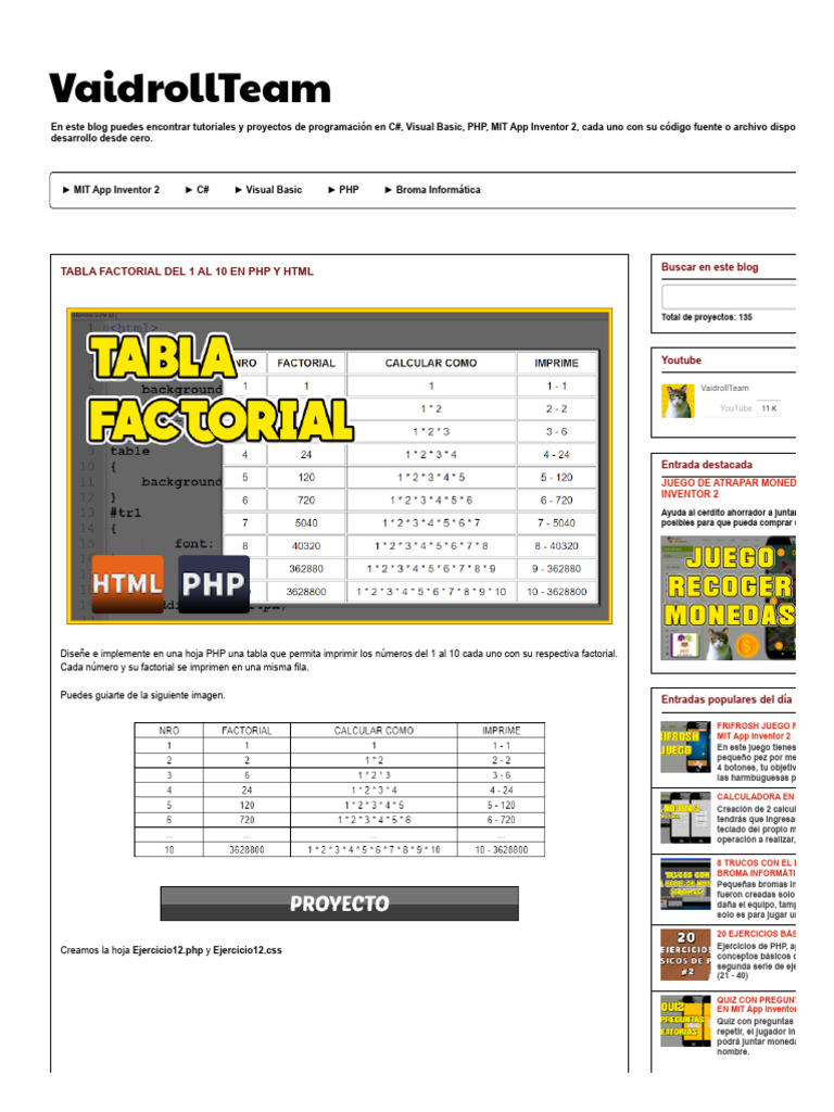 PHP y HTML - CSS - FOR - IF - TABLA FACTORIAL DEL 1 AL 10 ... PHP y HTML - CSS - FOR - IF - TABLA FACTORIAL DEL 1 AL 10 ...