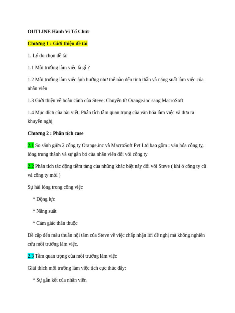 OUTLINE Hành Vi T CH C | PDF