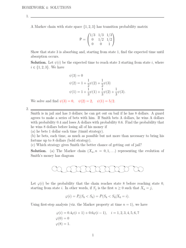 HW 4 Sol | PDF | Markov Chain | Machine Learning