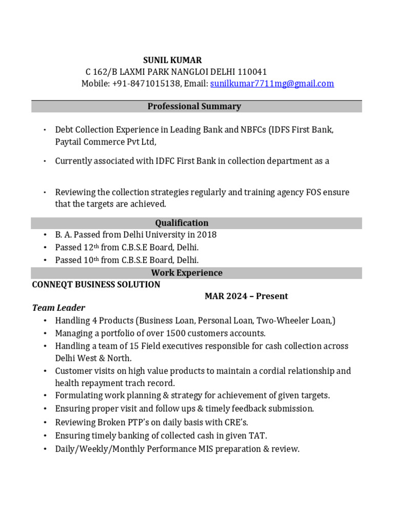 Sunil Resume | PDF | Computing