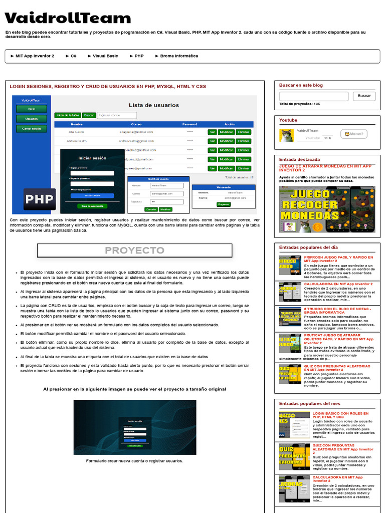 PHP y HTML_CSS_ MYSQL_ CRUD DE USUARIOS -VaidrollTeam | PDF | Php | Mi sql