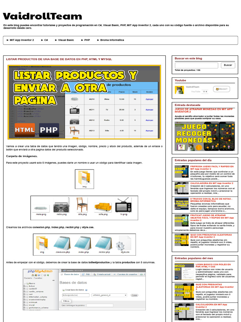 Php Y Html Css Mysql Listar Productos De Una Bds Vaidrollteam Pdf Php Mi Sql
