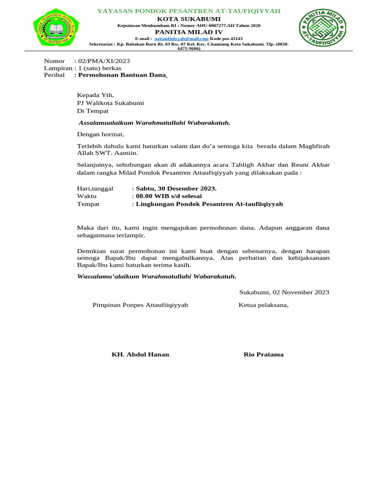 Surat Permohonan Proposal | PDF