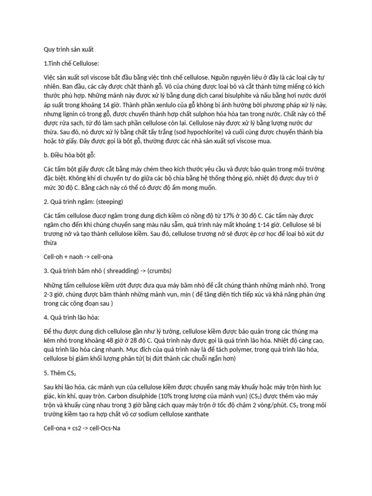 Quy Trình Sản Xuất Tơ Visco | PDF