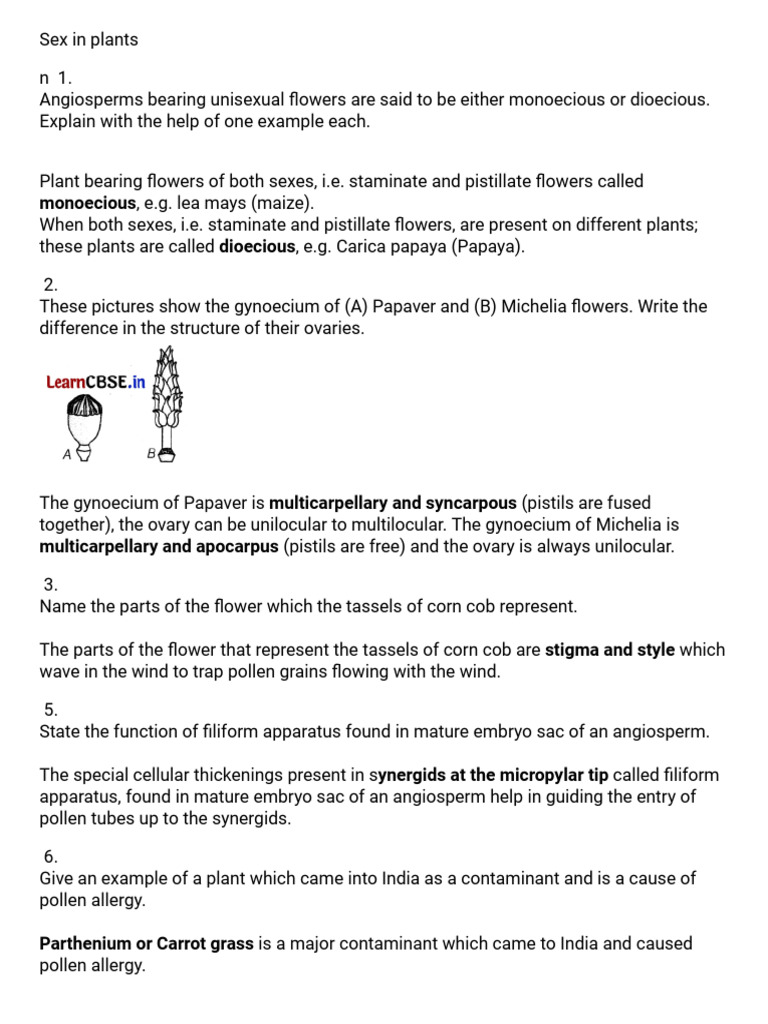 Biology Q | PDF | Fertilisation | Seed
