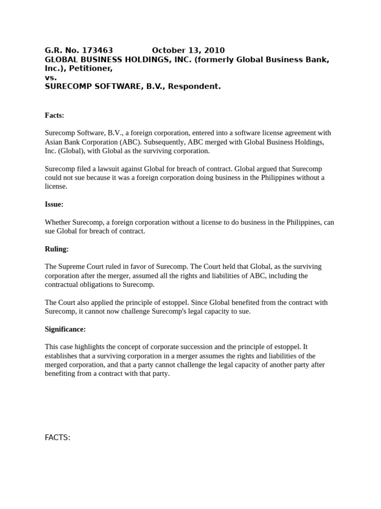 Global Vs Surecomp | PDF | Estoppel | Corporations