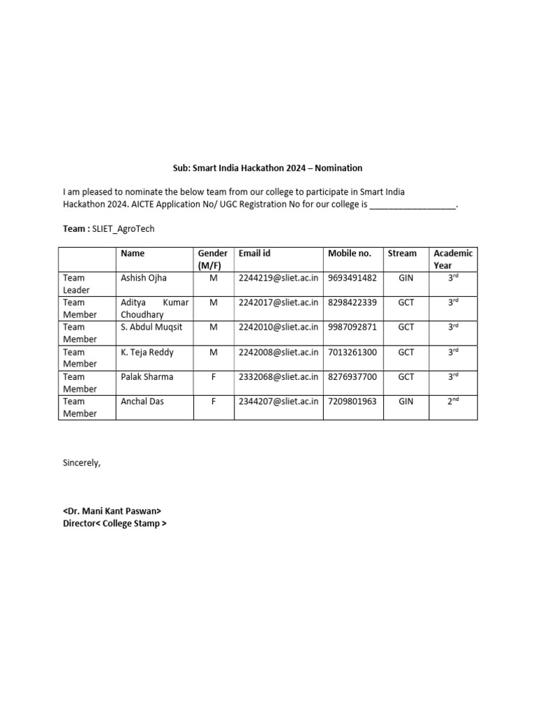 Combined SIH Letters | PDF