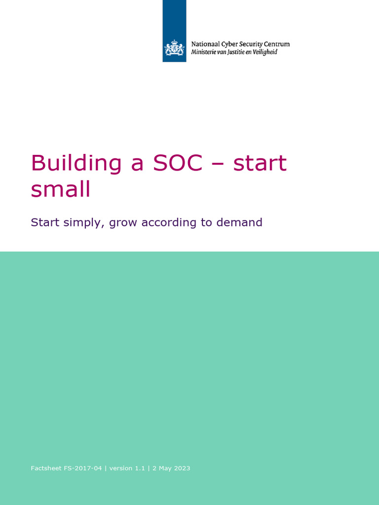 Factsheet Building A SOC - Start Small | PDF | Computer Security | Security