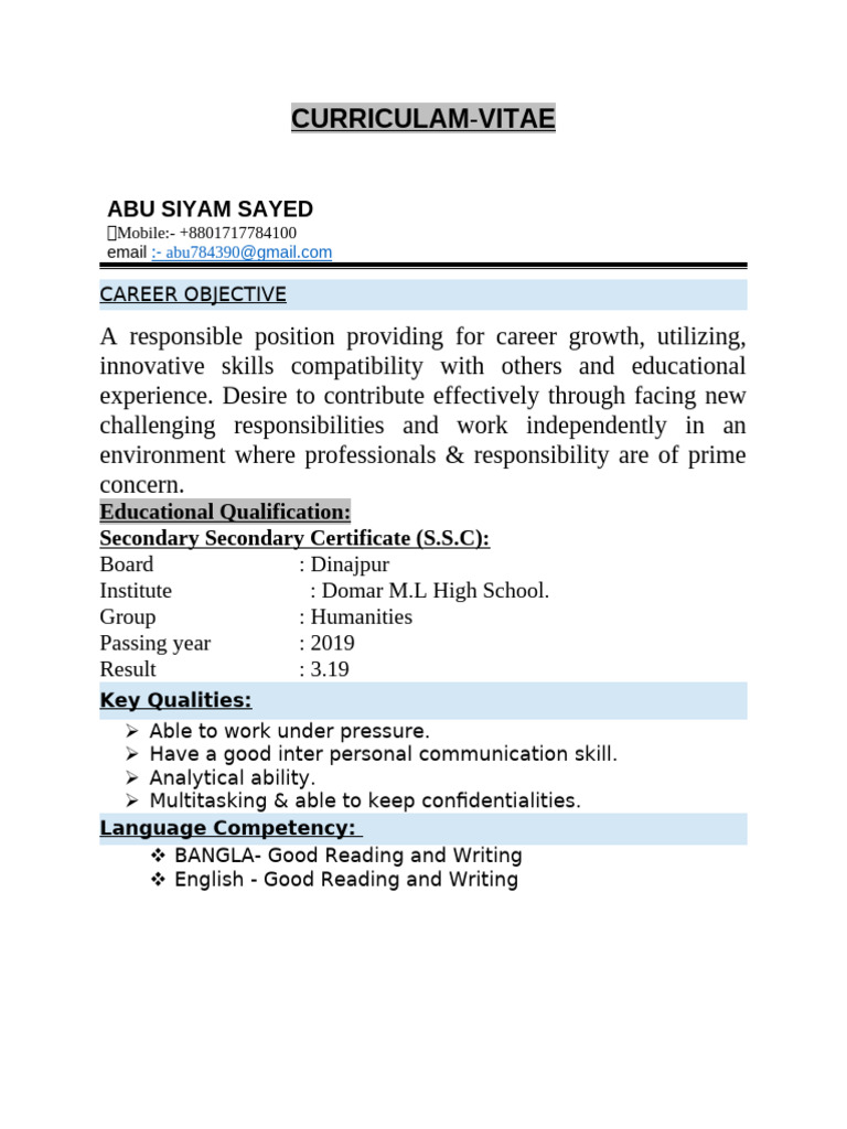 Abu Siyam Sayed | PDF