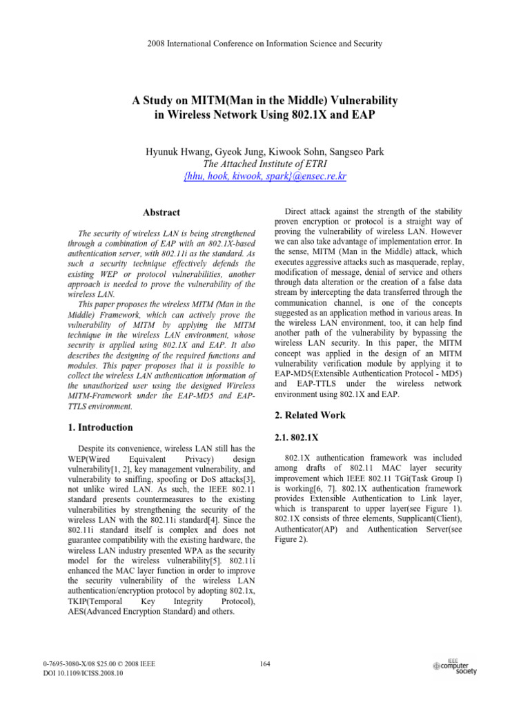 Wireless MITM Vulnerability Study | PDF | Networking Standards | Security Technology