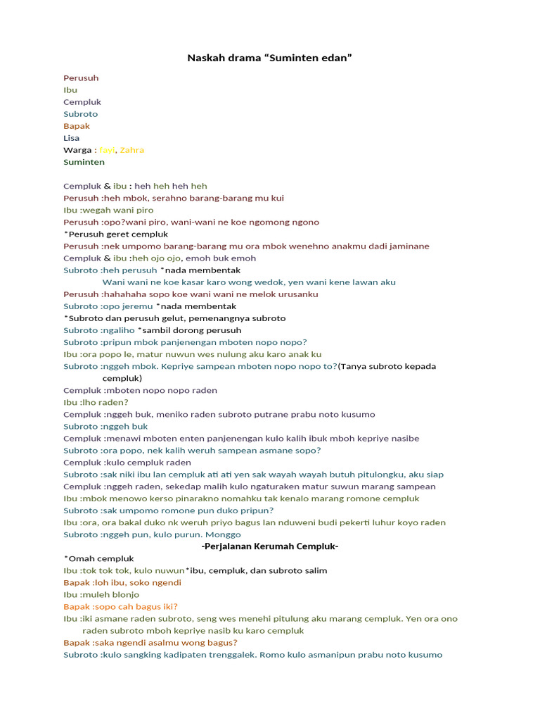Naskah Drama Ketoprak Suminten Edan | PDF
