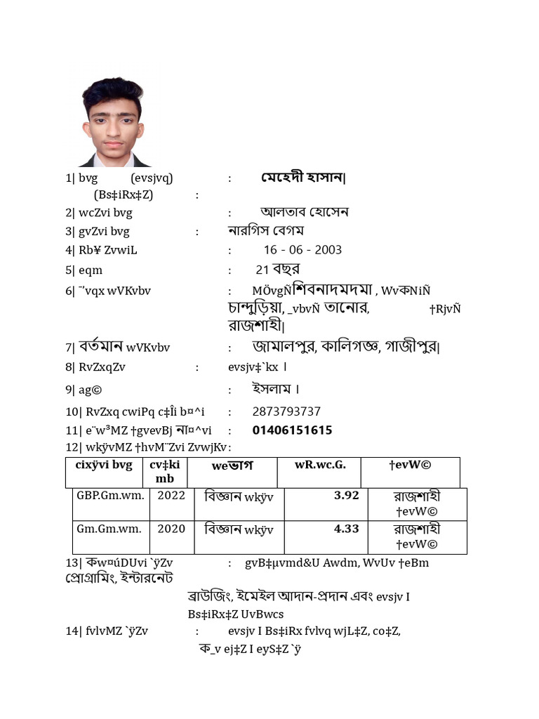 Bangla CV Format - 1 - b9Iw6wCnqckFsT8 | PDF