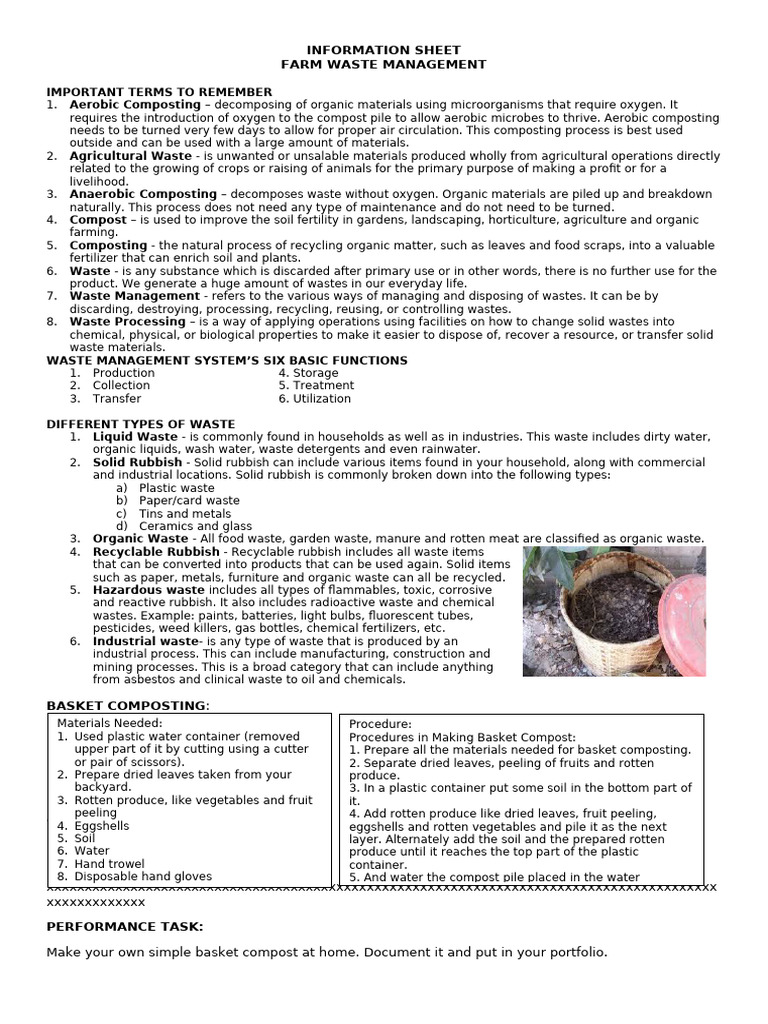 Information Sheet Farm Waste Management | PDF | Waste | Compost