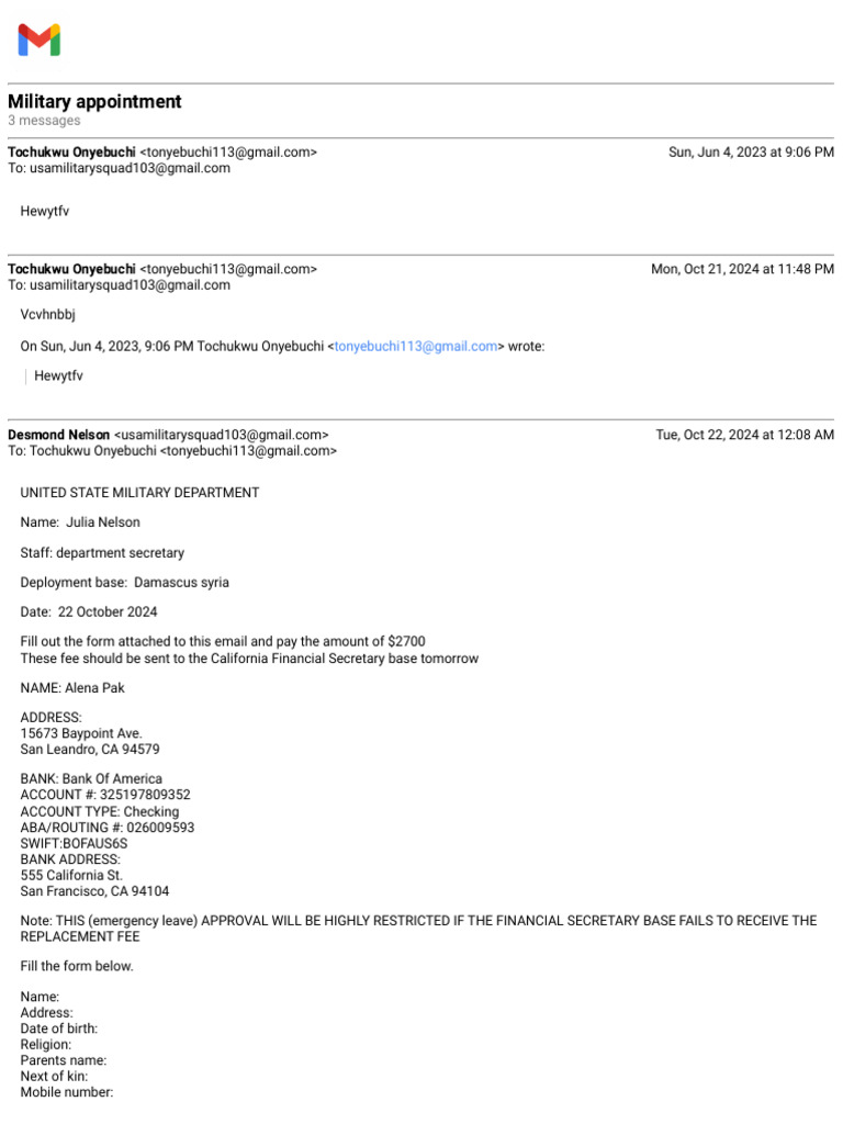 Gmail - Military Appointment | PDF