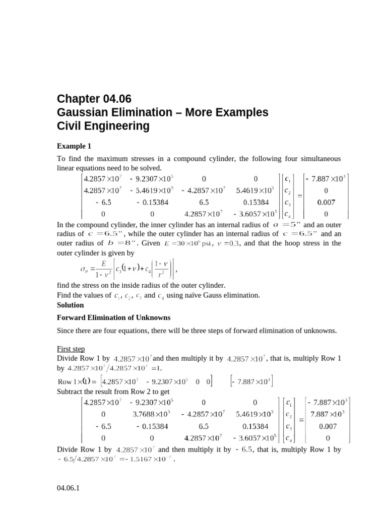 Mws Civ Sle TXT Gaussian Examples | PDF | Equations | System Of Linear Equations