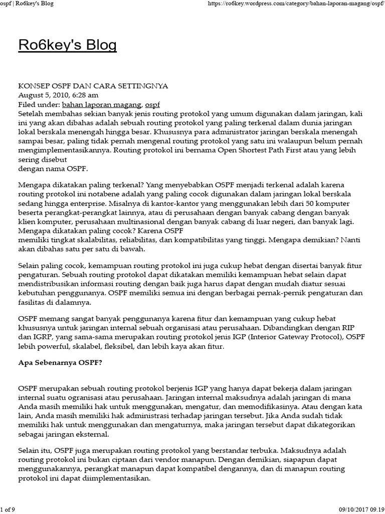Cara Kerja dan Pengaturan OSPF | PDF